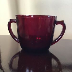 Unbranded | Dining | Vintage Red Pressed Glass Two Handle Coffee Tea ...